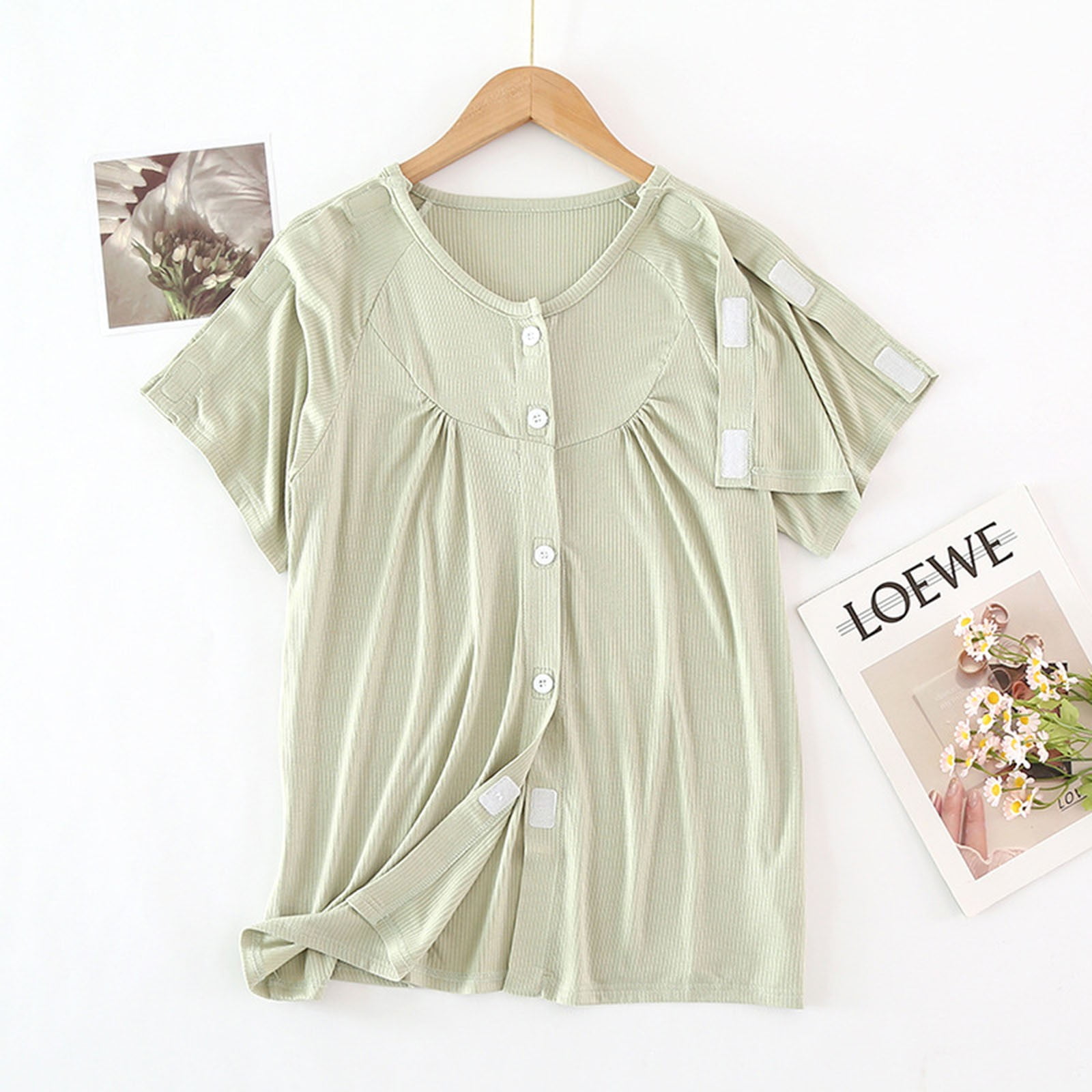 Green Womens Tops Ladies Easy To Wear and Take Off Nursing Clothes ...
