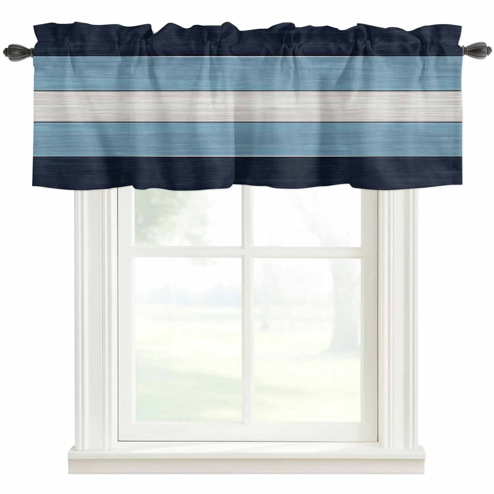 Green Wood Grain Rod Pocket Curtain Valance, Rustic Retro Wooden Plank ...