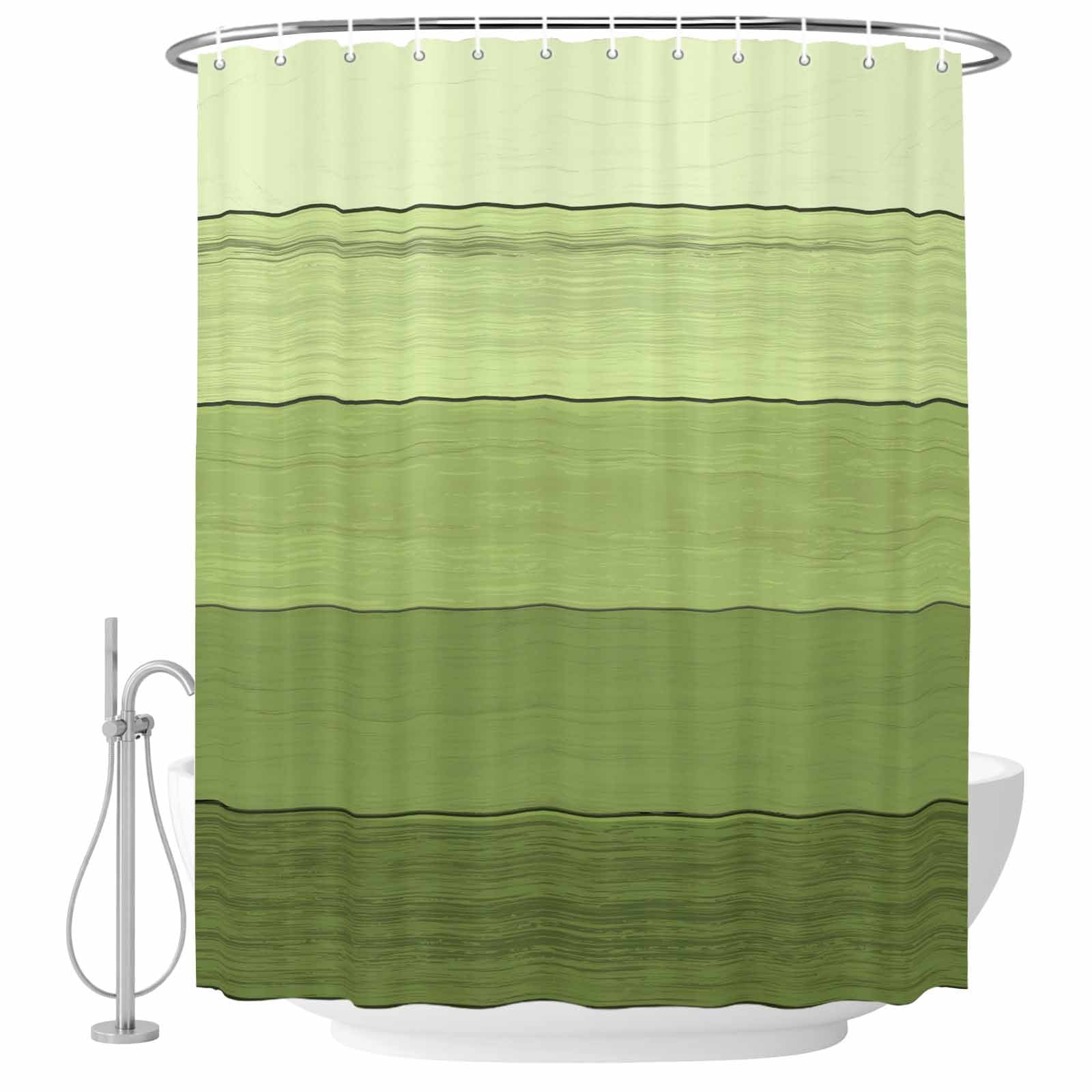Green Wood Grain Shower Curtain Set - 72" x 78" Washable Bathtub ...