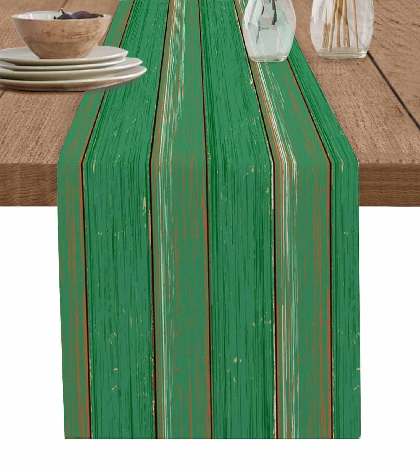 Green Wood Grain Table Runner 60 Inches, Farmhouse Texture Vintage ...