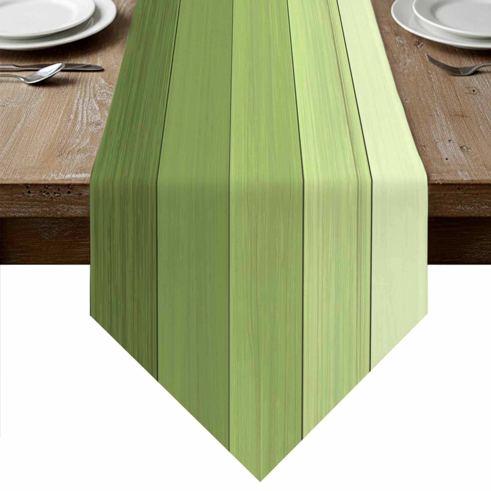 Green Wood Grain Table Runner Linen Burlap Table Runner 60 Inches Long ...