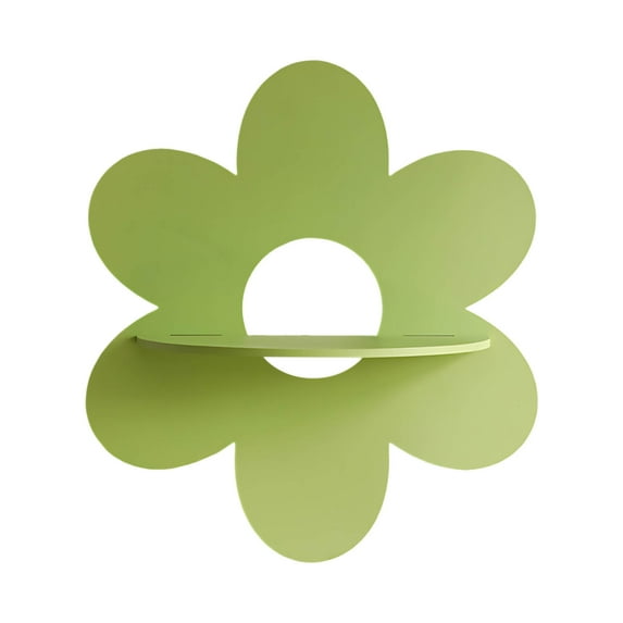 Green Wooden Flower Wall Storage Shelf, Decorative Hanging Organizer ...