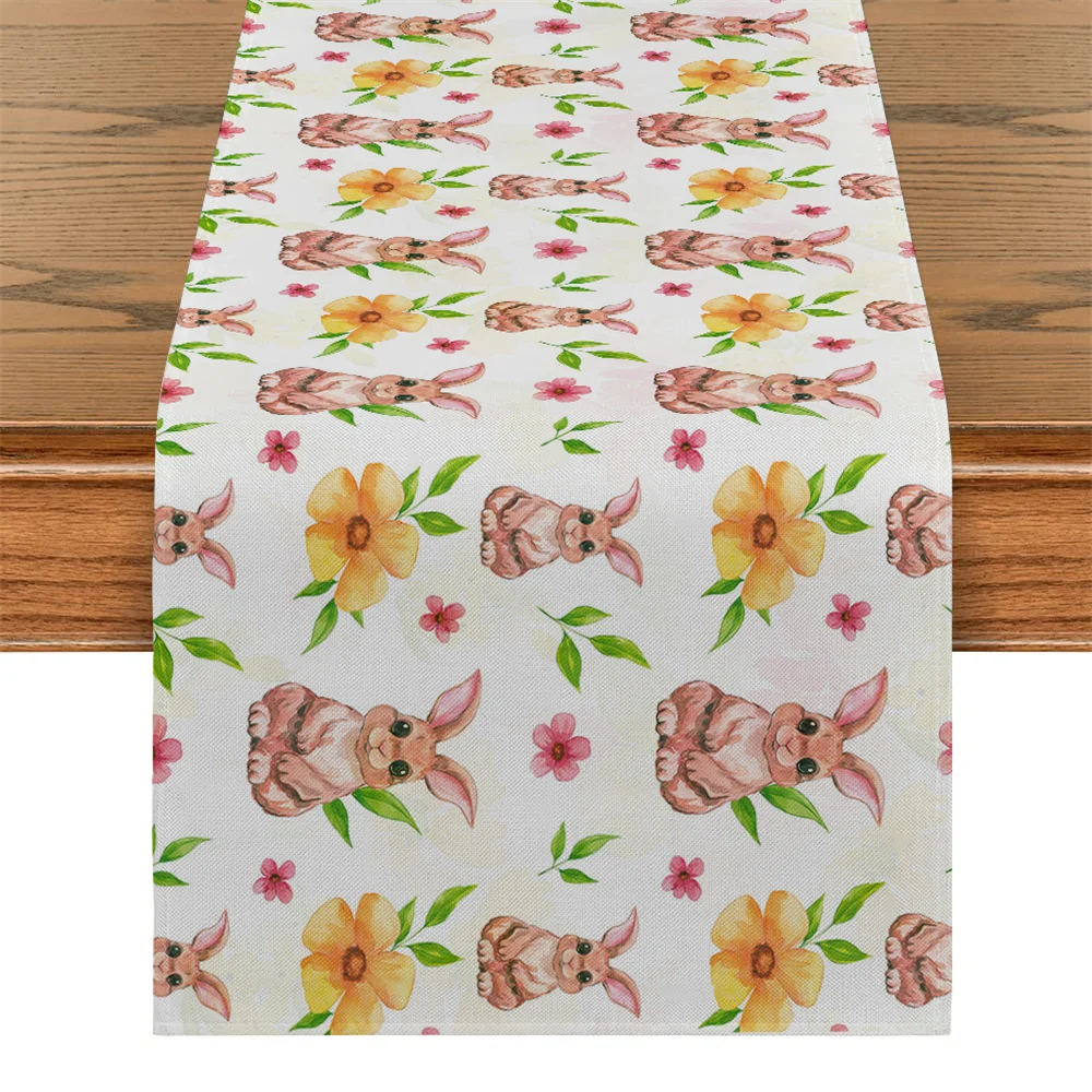 Green Woods Table Flag Cute Rabbit Flower Plant Table Runner Hotel ...
