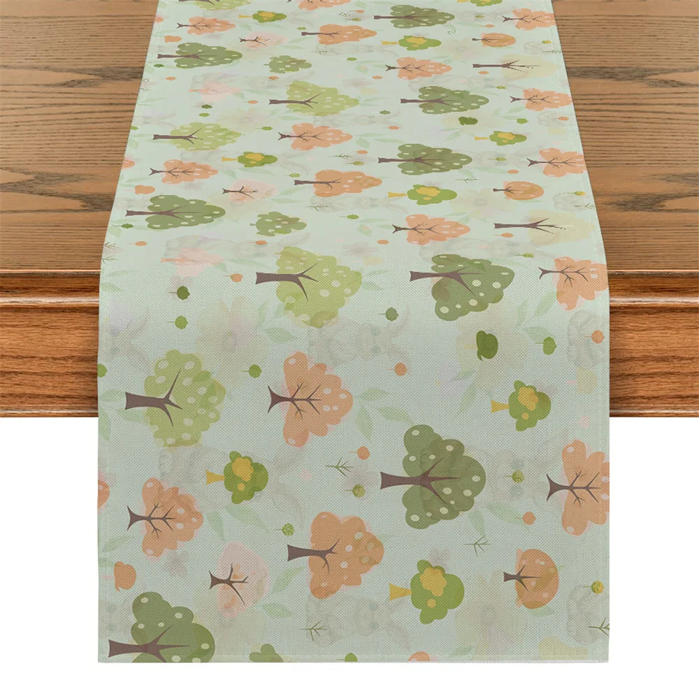 Green Woods Table Flag Cute Rabbit Flower Plant Table Runner Hotel ...