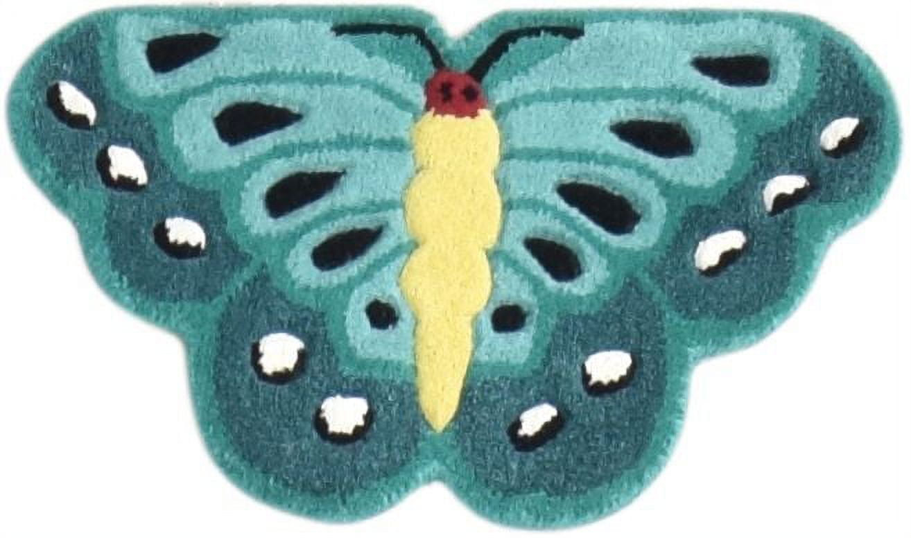 Green Wool Rug 2' X 1' Kids & Teens Hand Tufted Indian Animal Print ...