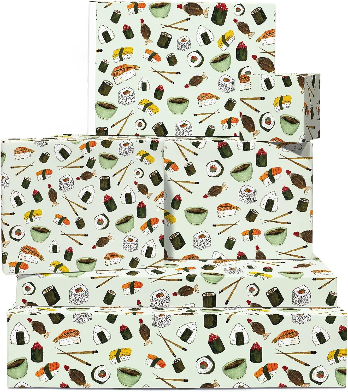 Green Wrapping Paper for Adults - 6 Sheets of Gift Wrap with Tags ...