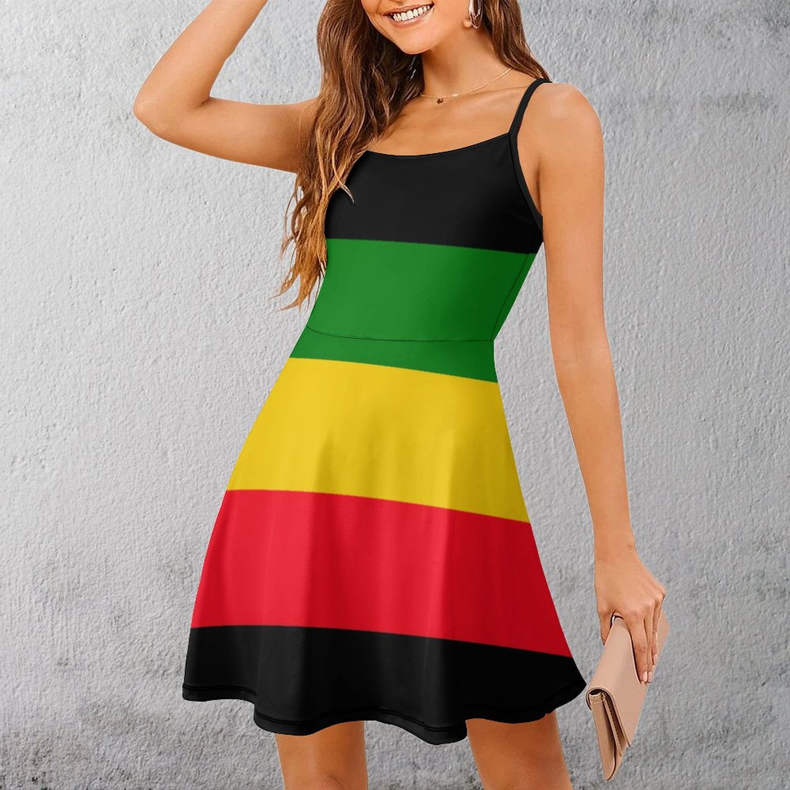 Green Yellow And Red Rasta Flag Women's Sling Dress Humor Graphic The ...