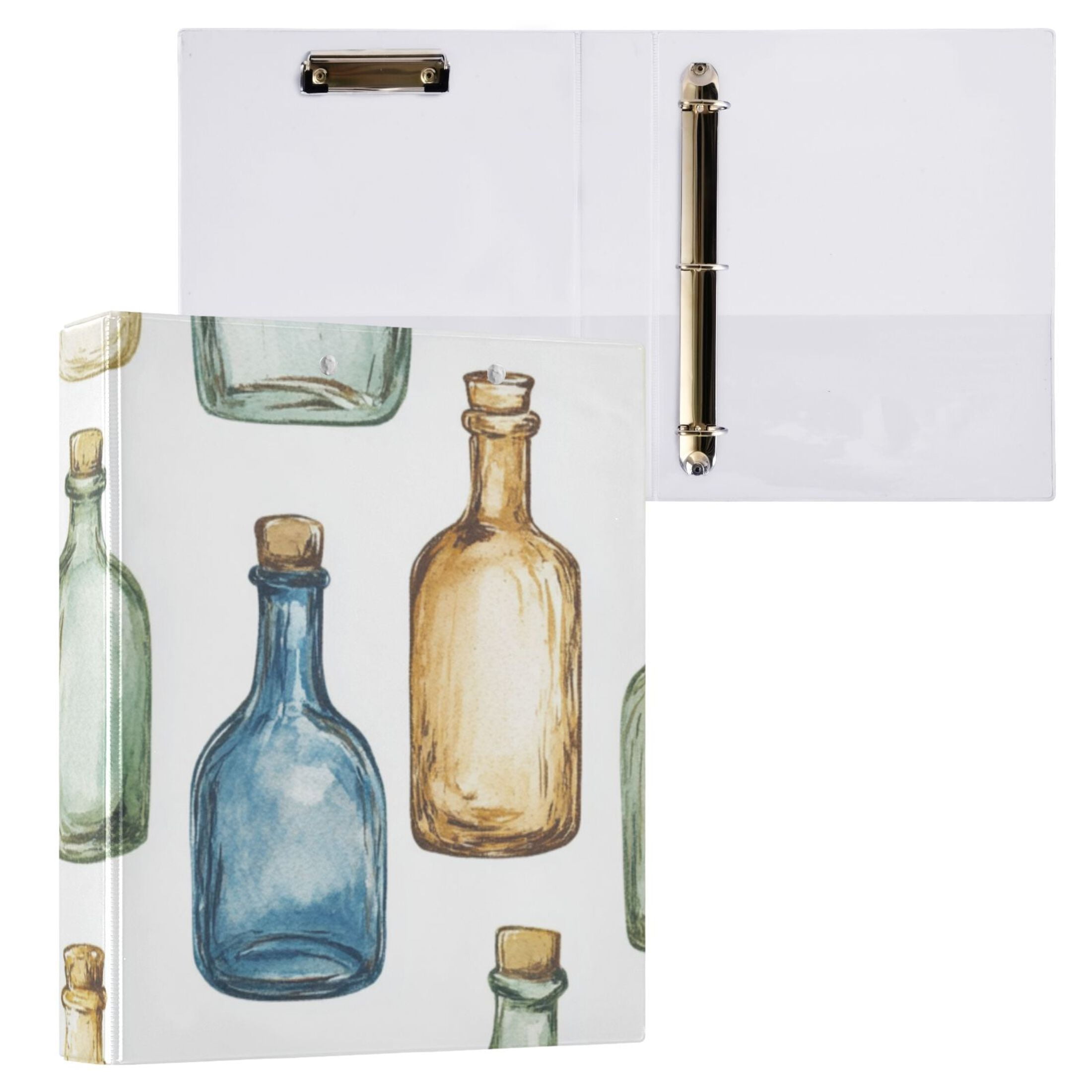 Green Yellow Bottles 3 Ring Binders 1.5 inch Hardcover File Folders ...
