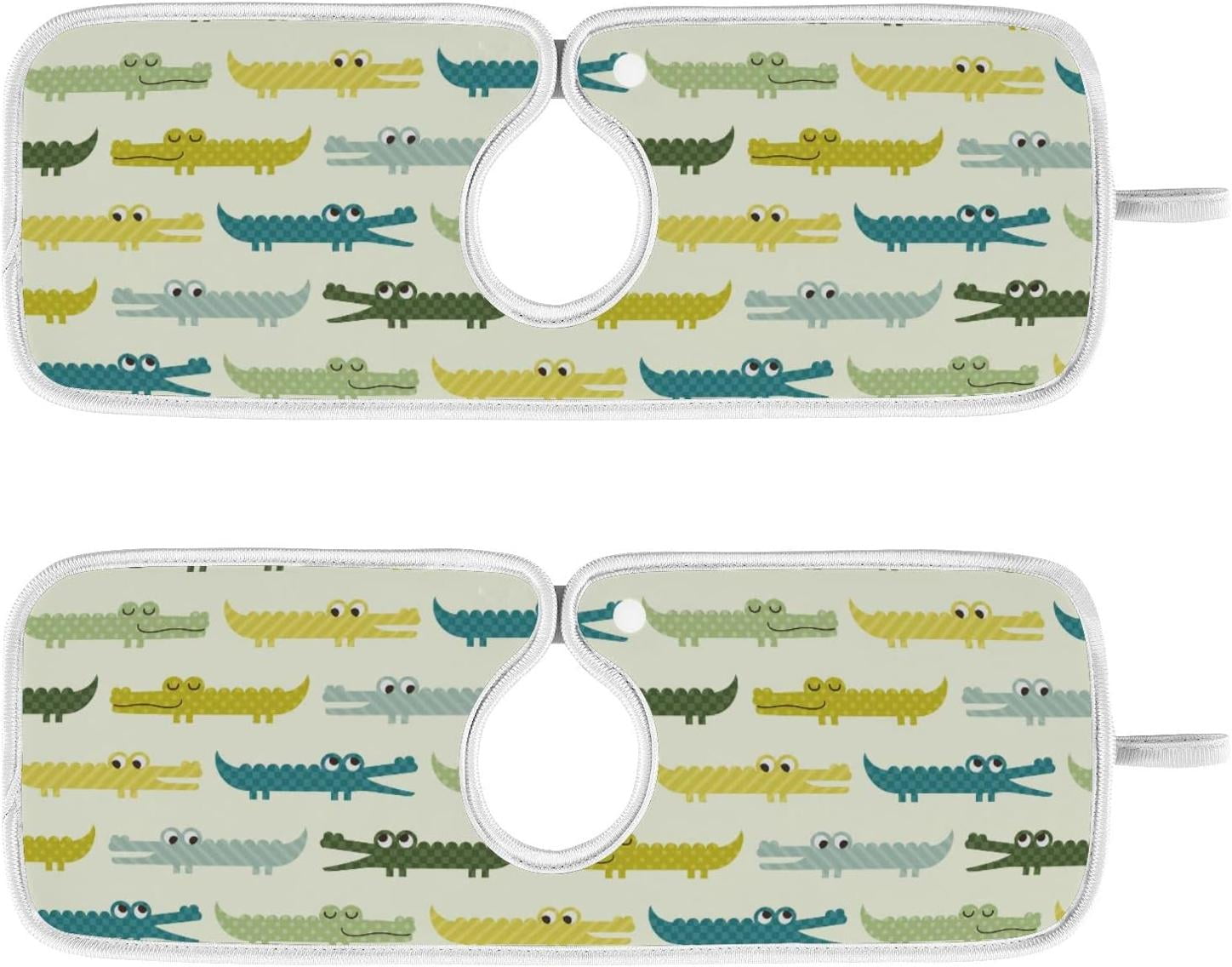 Green Yellow Crocodile 2PCS Faucet Absorbent Mat Kitchen Faucet Sink ...