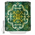 Green Yellow Flower Ethnic Bathroom Shower Curtains with 12 Hooks ...