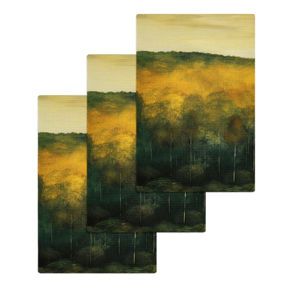 Green Yellow Forest Kitchen Dish Towels for Drying Dishes Set of 3, Oil ...