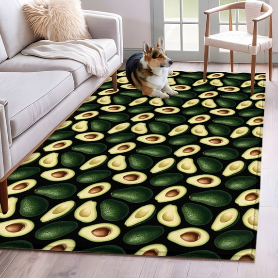 Green Yellow Fruit Slices Washable Area Rug 4x6 Country Minimalist ...
