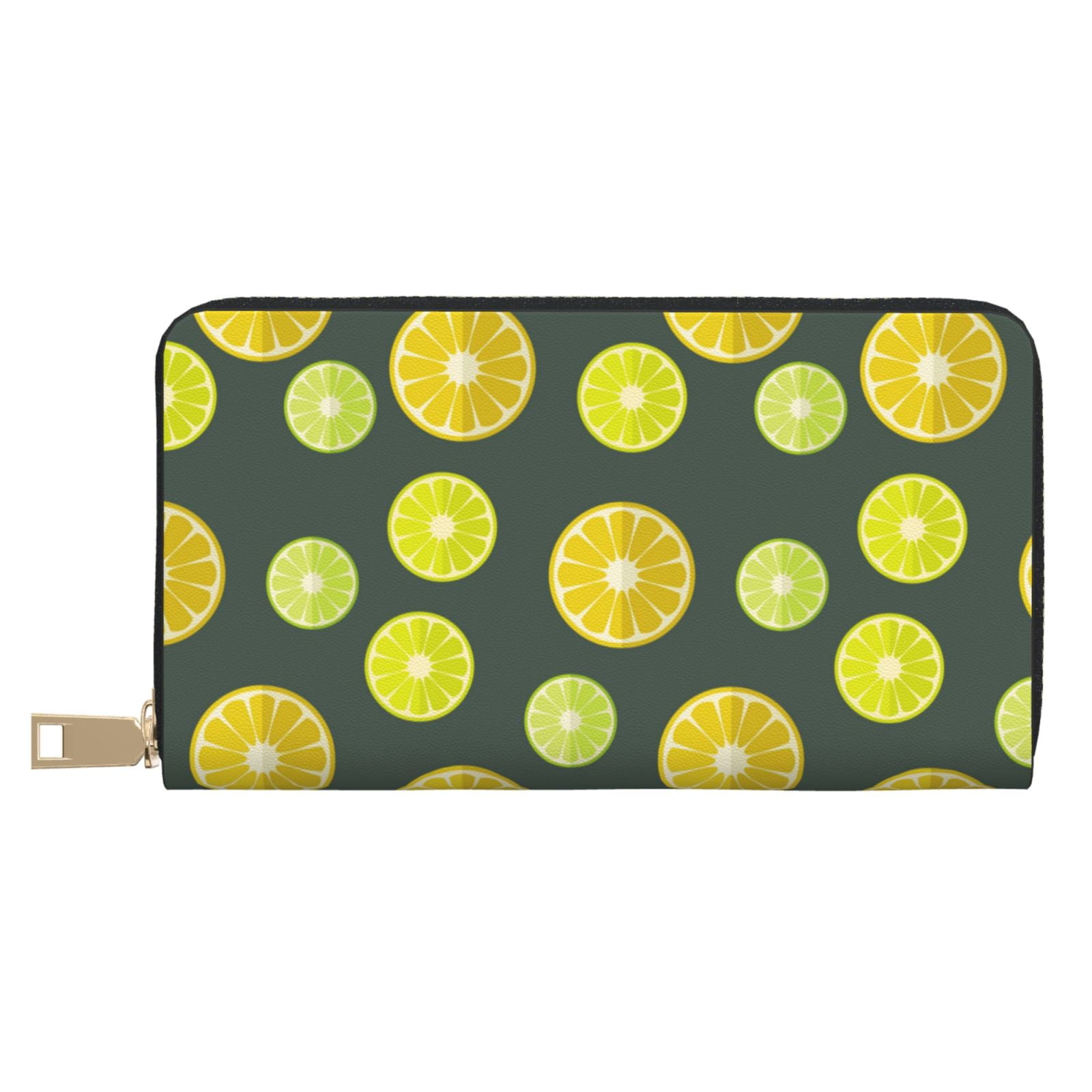 Green Yellow Lemon Wallet Women, Leather Bifold Multi Card Wallet ...