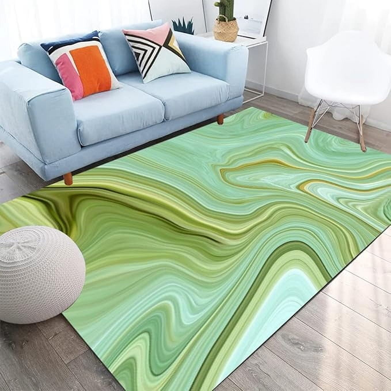 Green Yellow Lux Waves Area Rugs Marble Swirl Abstract Modern Living ...