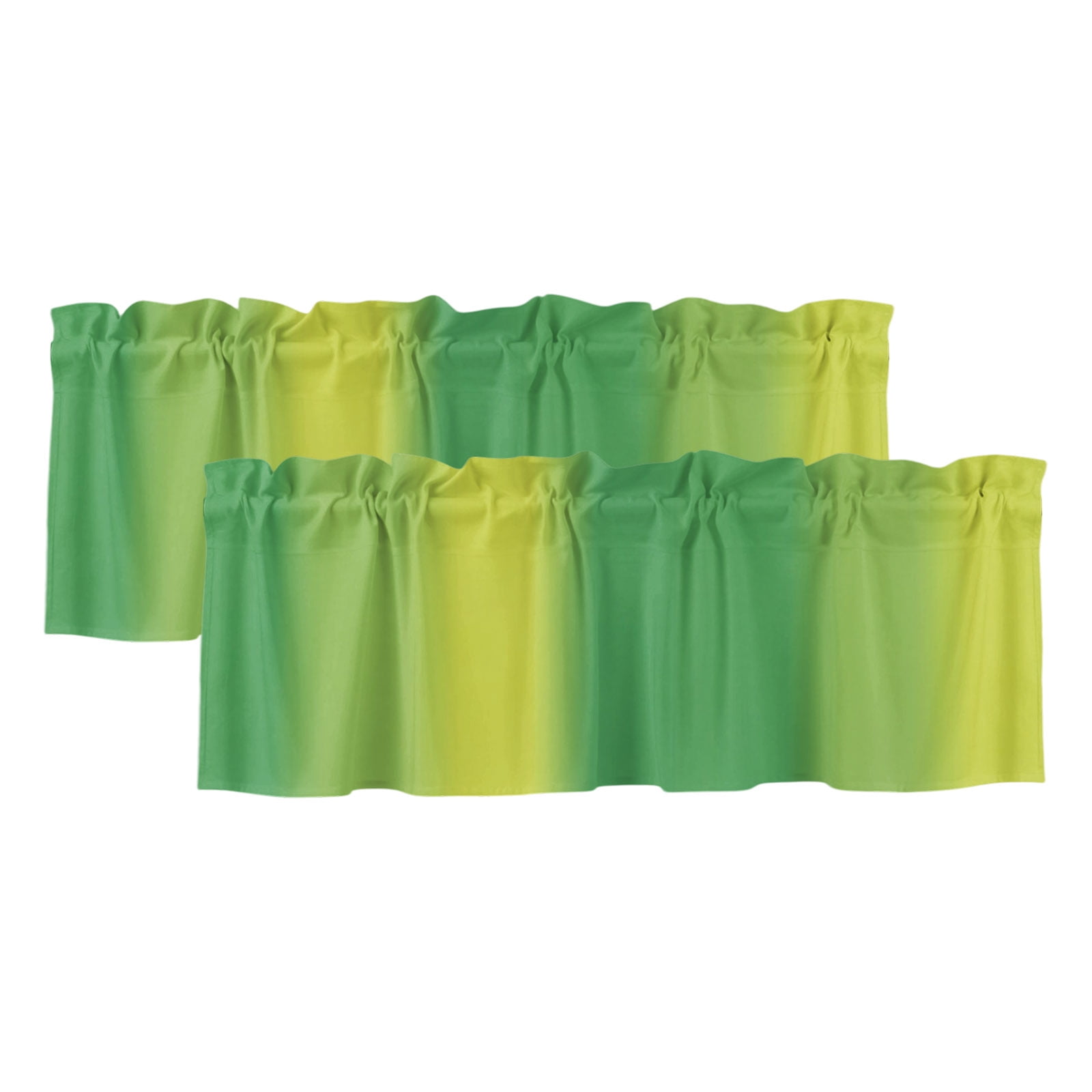 Green Yellow Ombre 2 Panels Kitchen Valance, Color Stripe Gradient ...