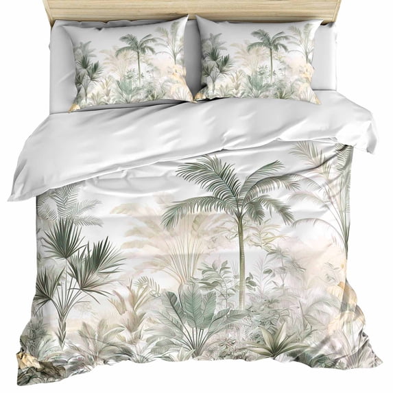 Green Yellow Palm Tree Bedding 3 Piece Duvet Cover Set California King ...