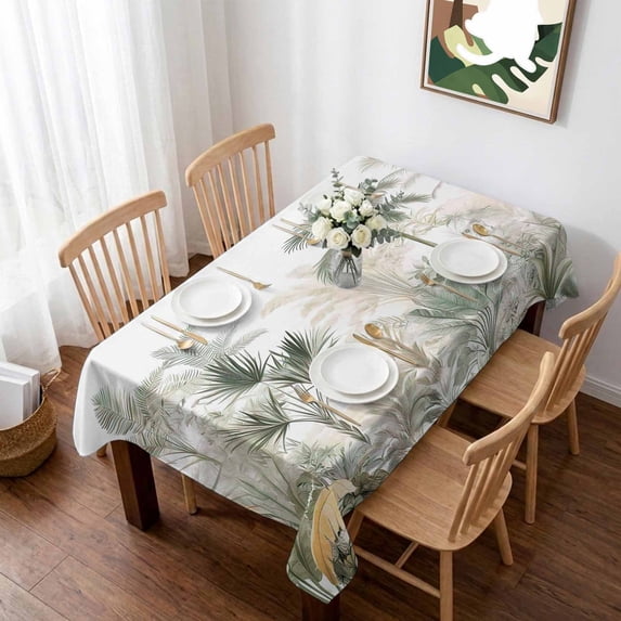 Green Yellow Palm Tree Table Cloth Waterproof Tablecloths, Summer ...