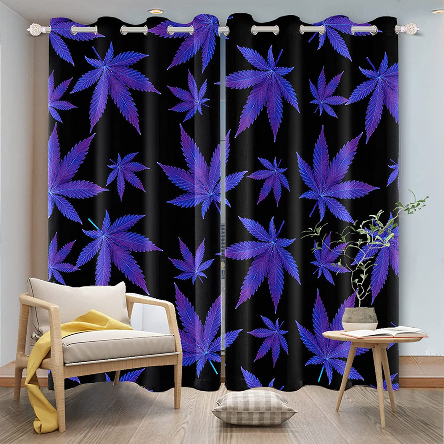 Green Yellow Red Color Leaf Windows Curtains for Bedroom Modern Printing Blinds Curtain For ...