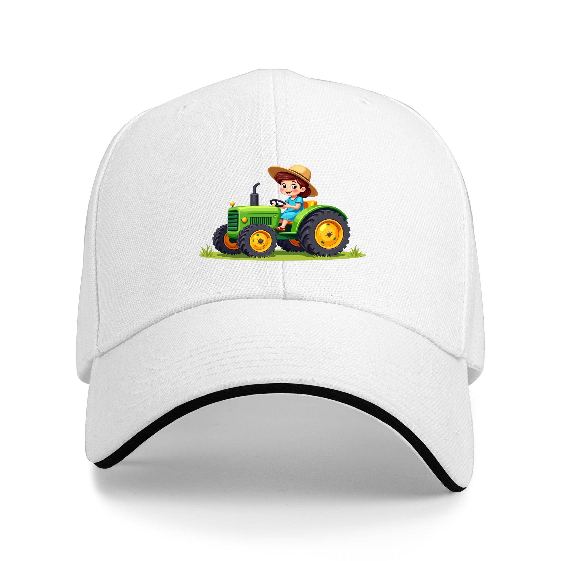 Green Yellow Tractor Baseball Cap - Cartoon Wheels Playful Adjustable ...