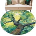 Green Yellow Tree Round Rug 6ft Washable Circle Kitchen Rugs Non Slip ...