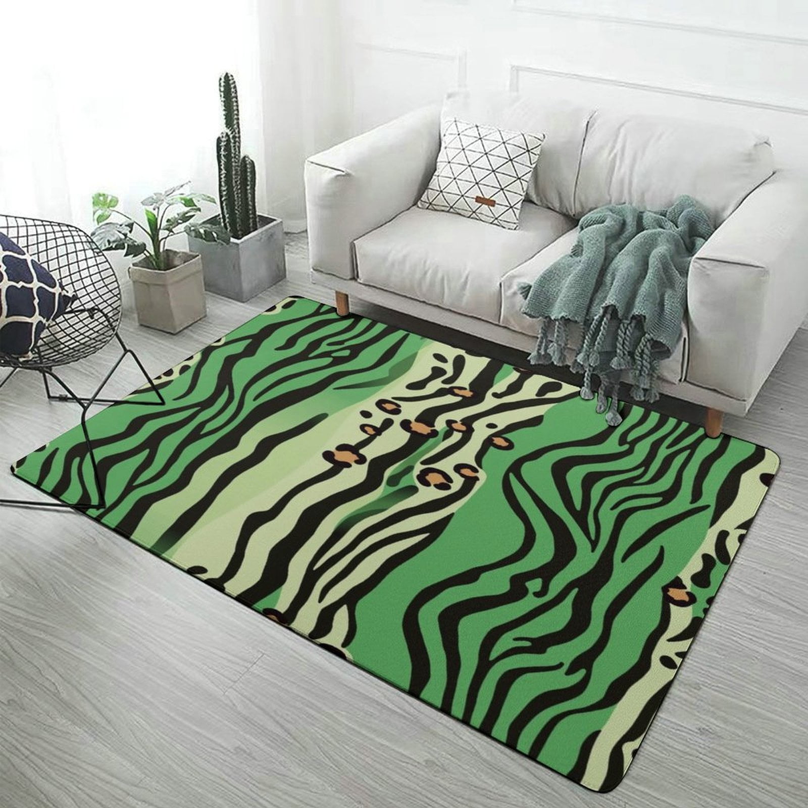 Green Zebra Pattern Light Luxury Home Carpets Living Room Ration Large ...