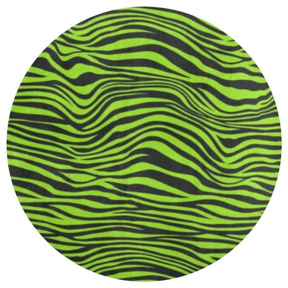 Green Zebra Stripe Pattern. Round Rugs Bedroom Table Mat Dirt Resistant ...