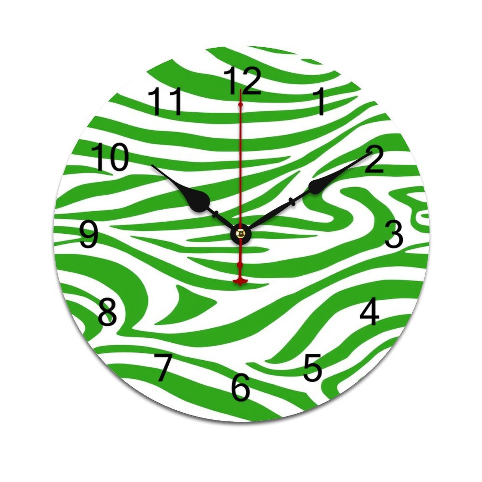 Green Zebra Stripes Clocks Wall Home Decoration Teen Room Bedroom ...