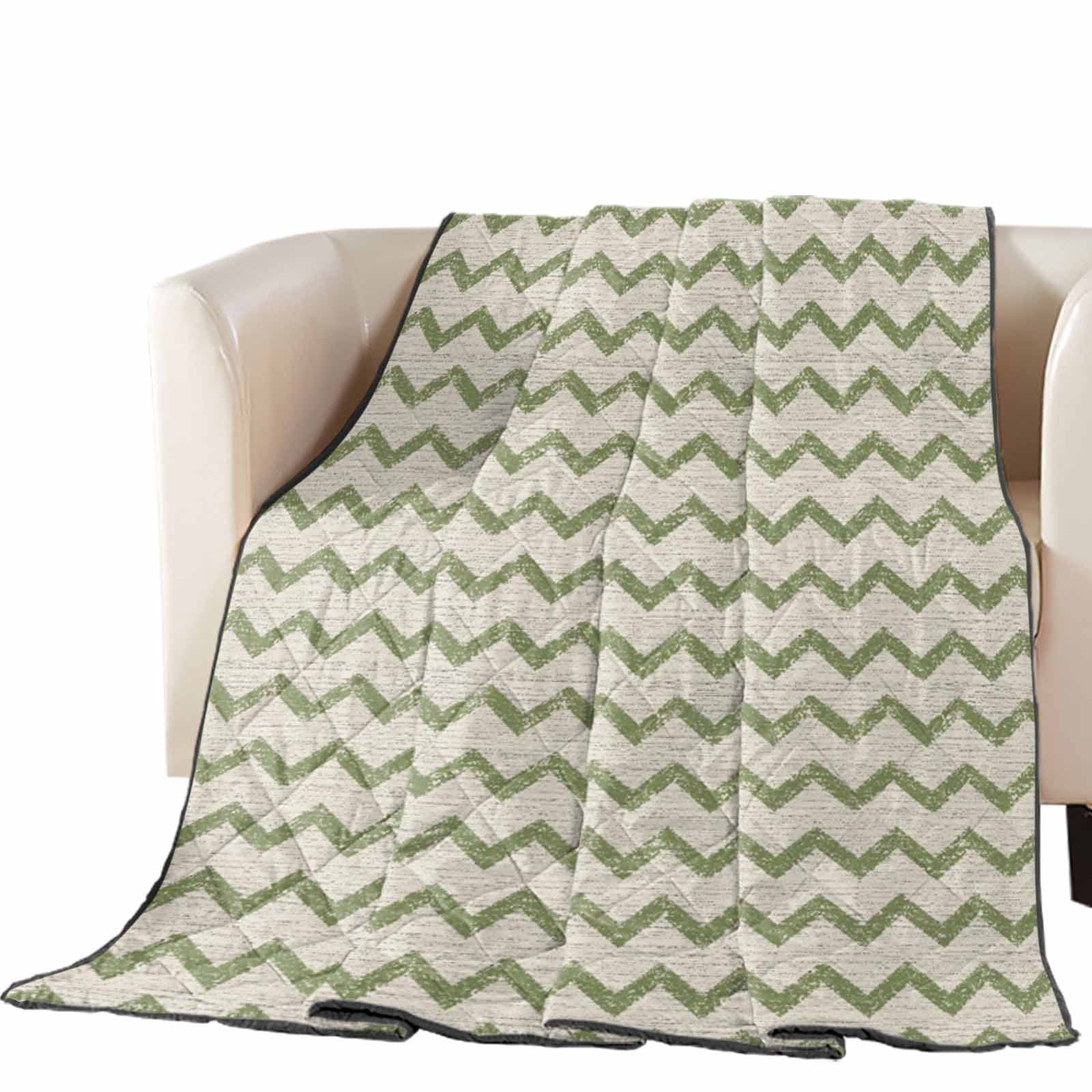 Green Zigzag Line Quilted Comforters Cooling Blanket Full Size, Chevron ...