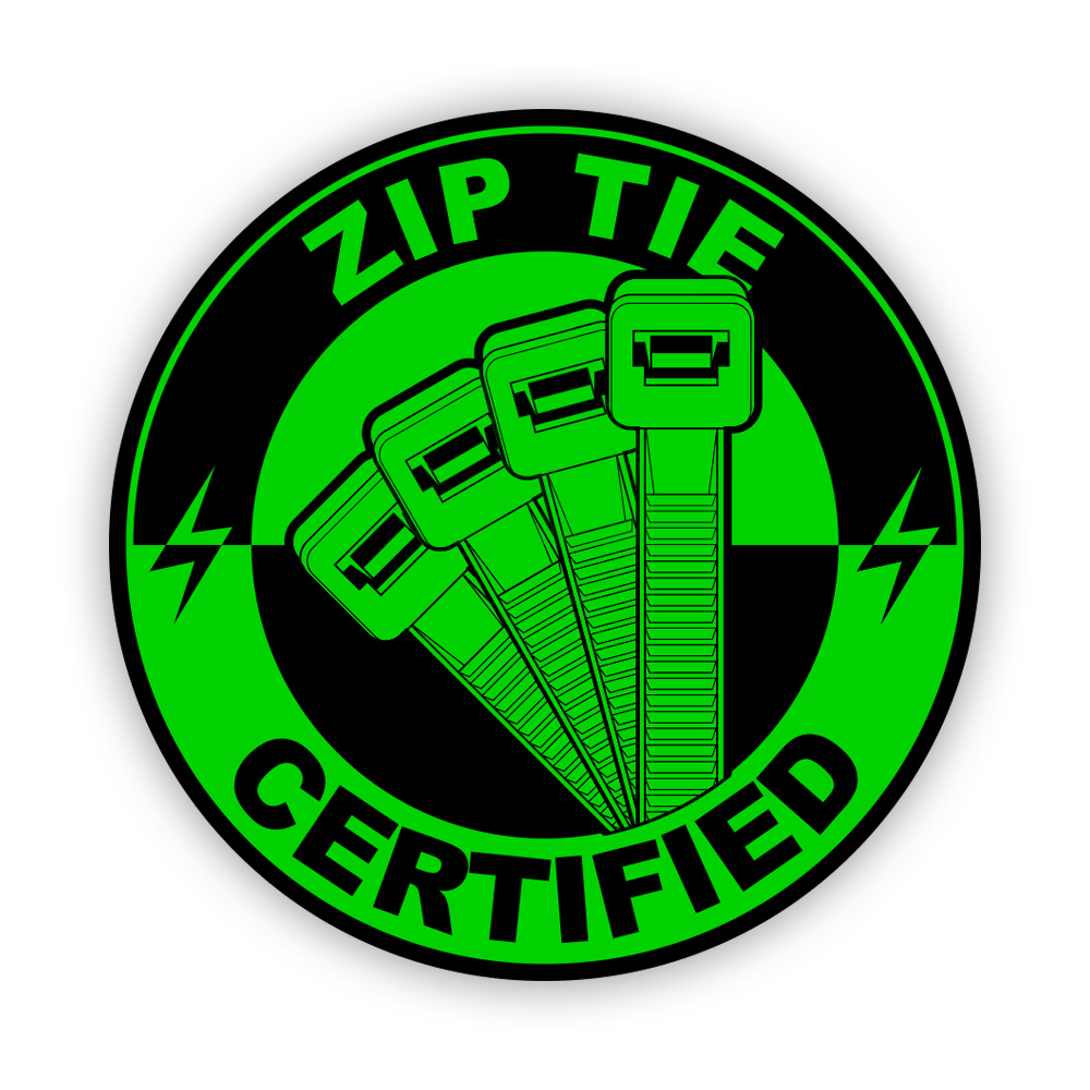 Green Zip Tie Certified Sticker Decal - Self Adhesive Vinyl - Weatherproof - Made in USA ...