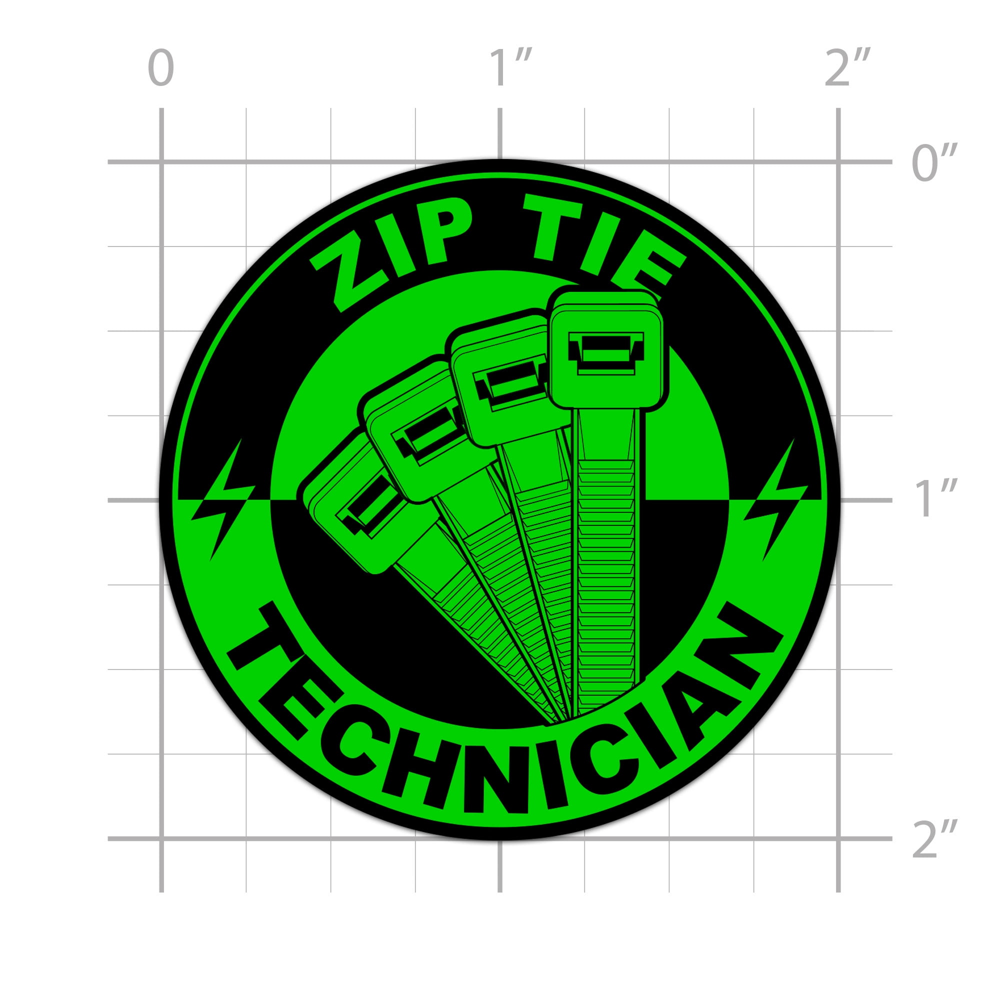 Green Zip Tie Technician Sticker for water bottle phone tumbler hard ...