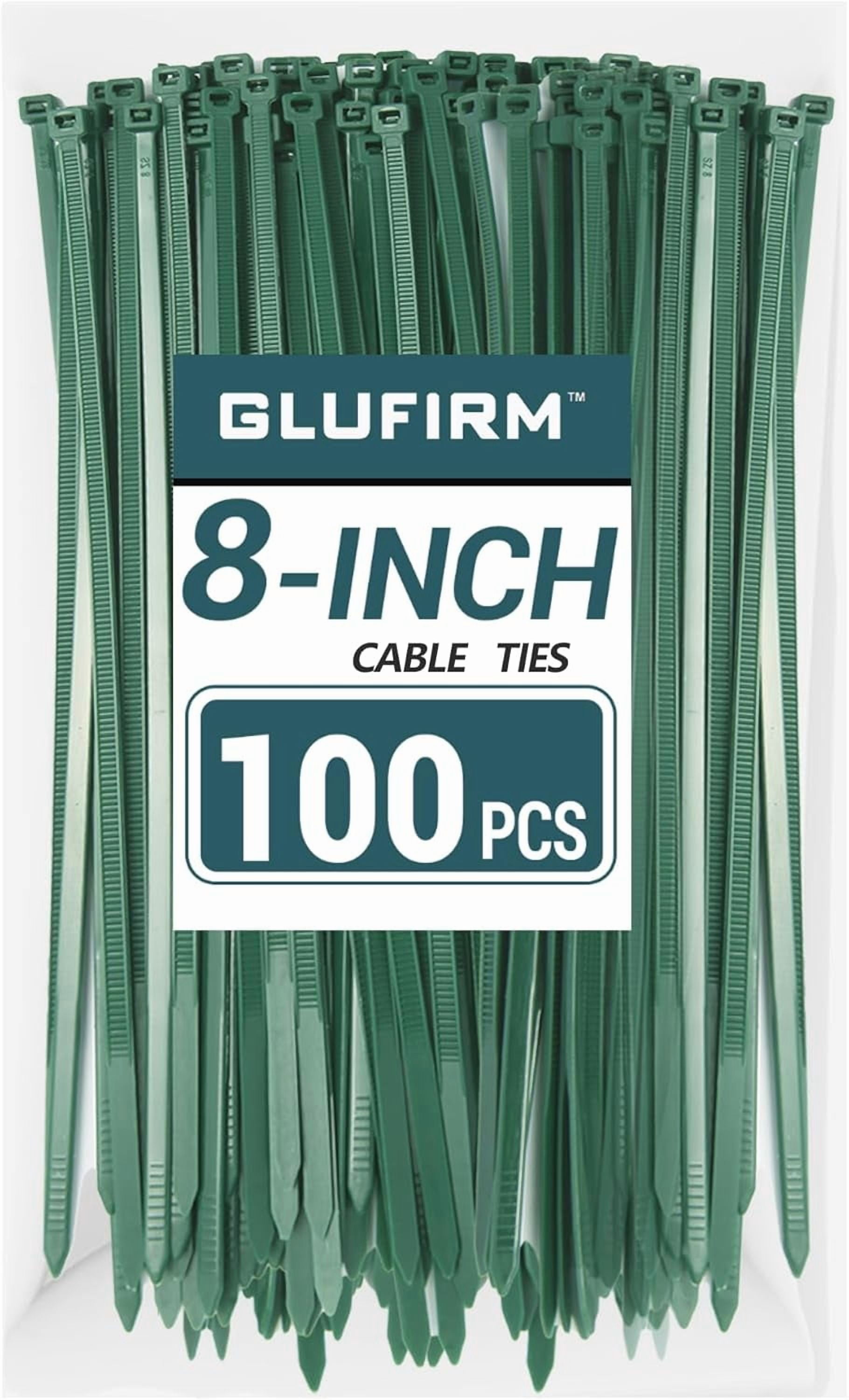 Green Zip Ties 8 inch (100 Pack), 45lb Tensile Strength, Cable Ties for ...