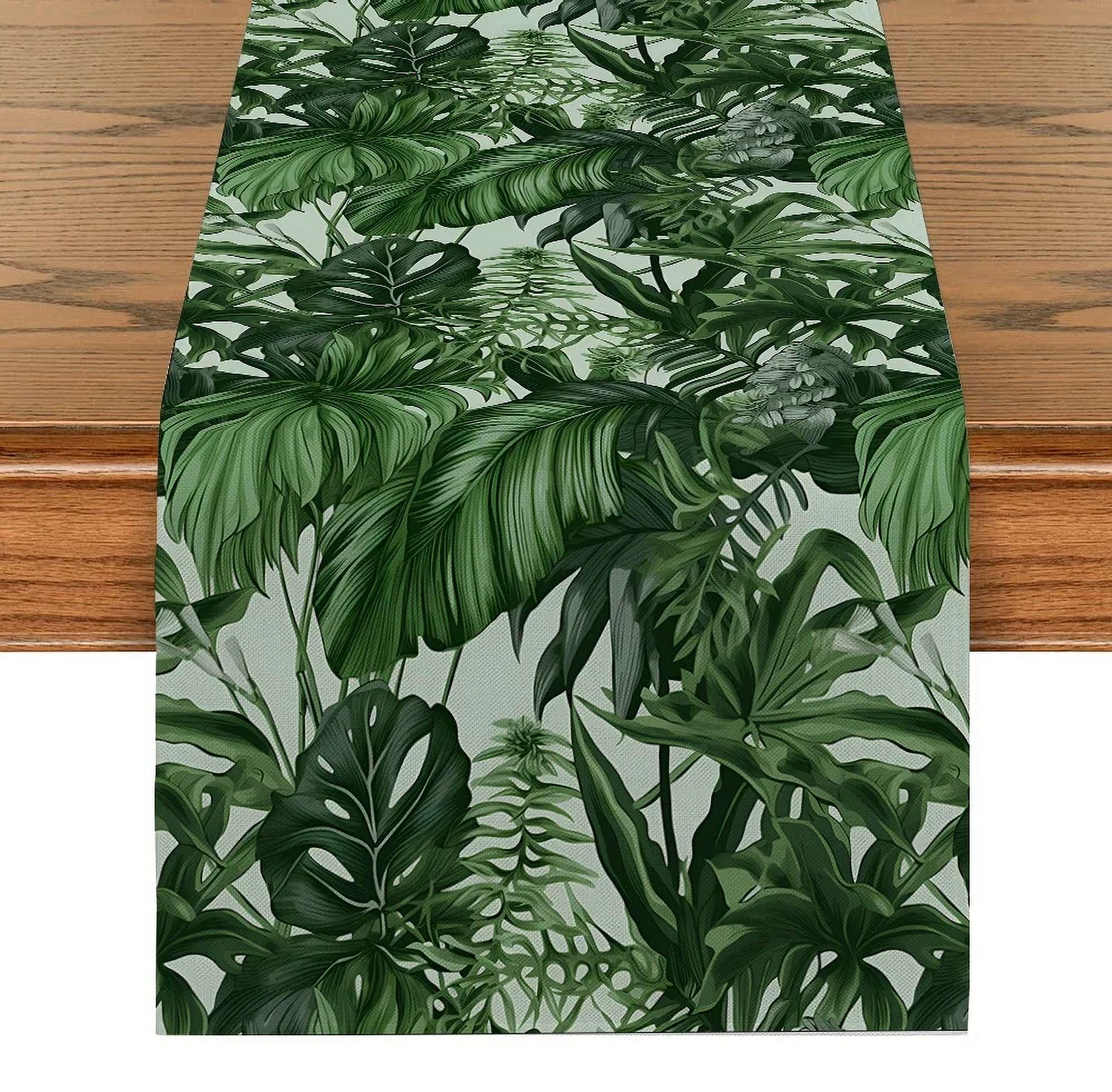 Green Zongye Table Runner Forest Leaf Table Runner Restaurant Table ...