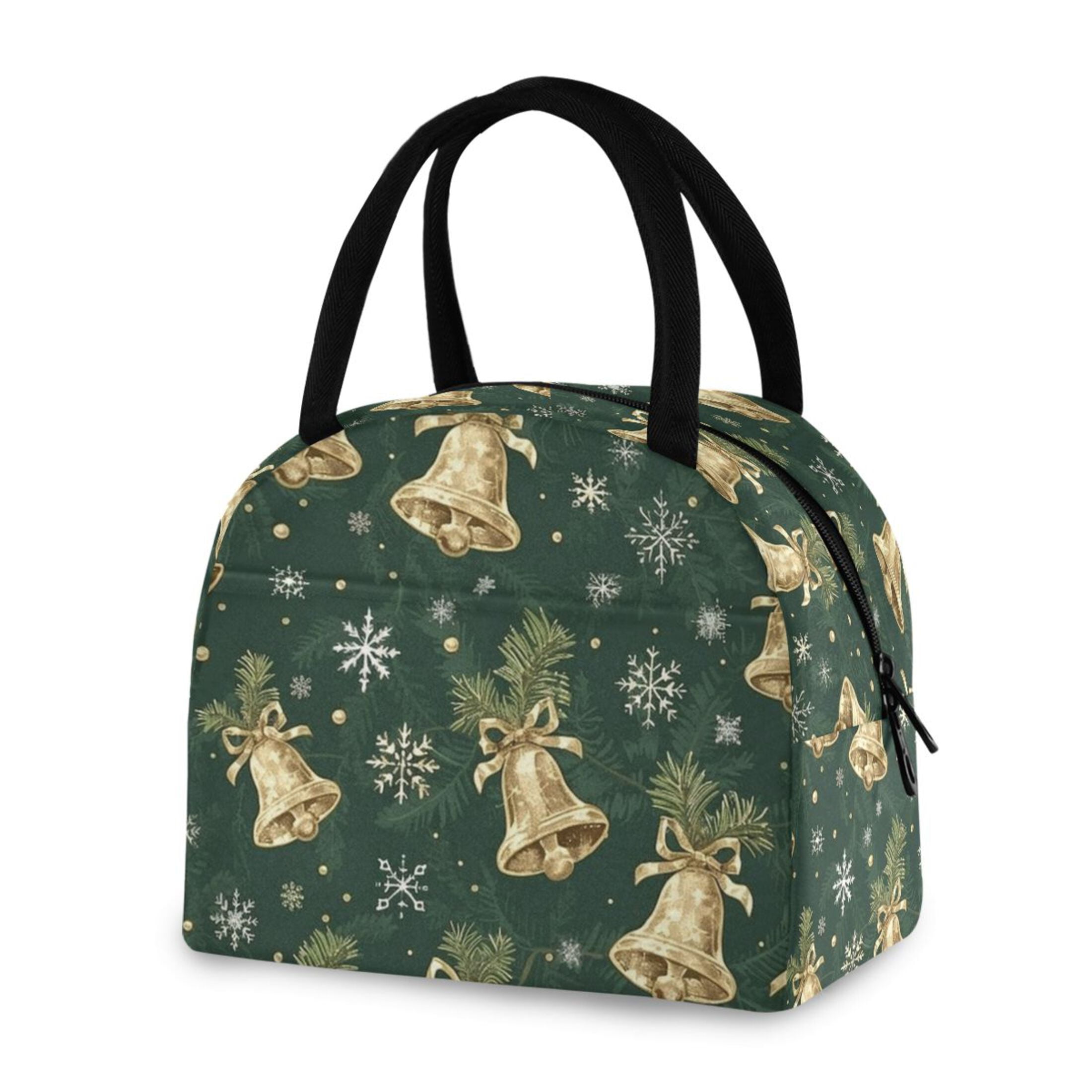 Green and Bells Insulated Lunch Bag for Women Portable Lunch Box for ...