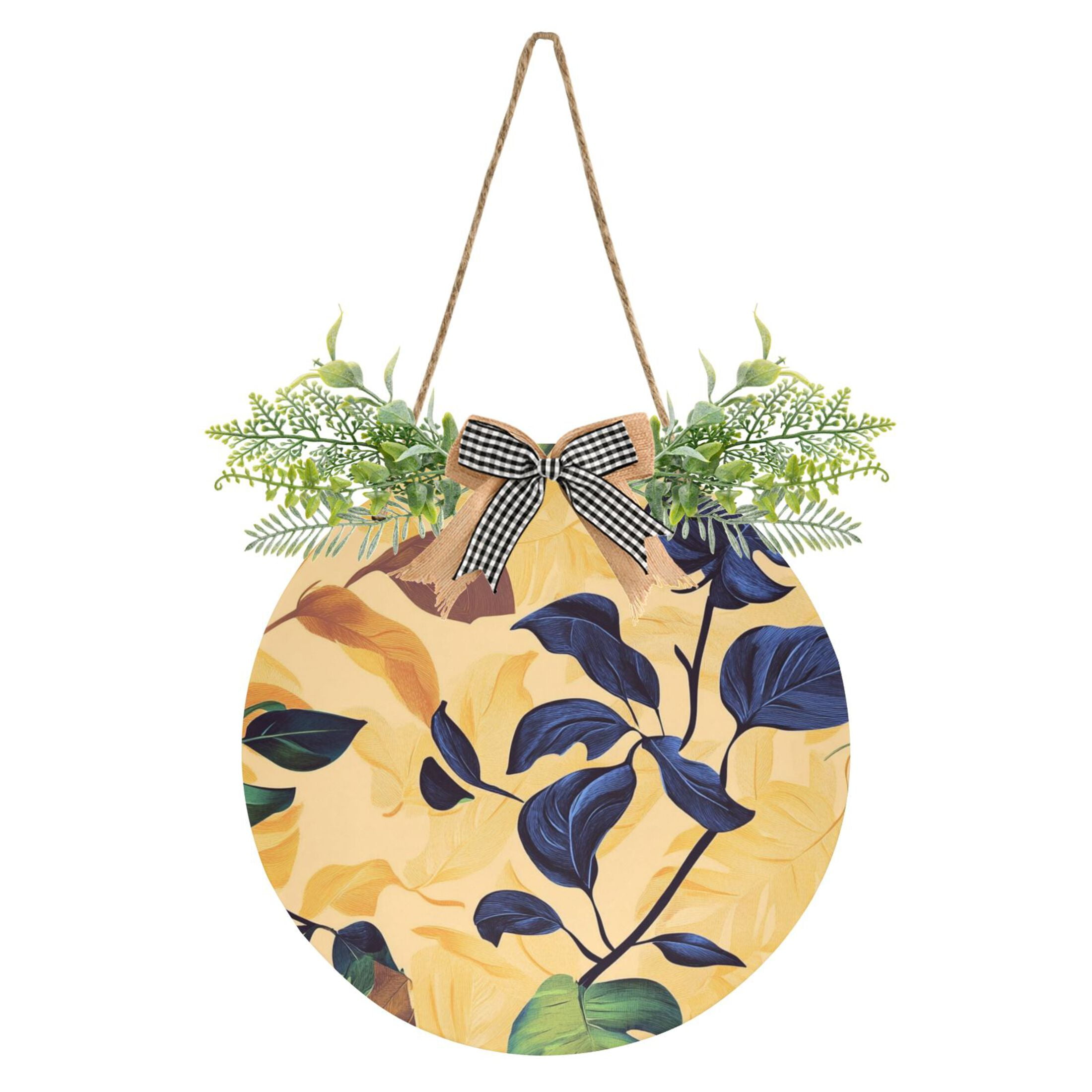 Green and Blue Leaf on Gold Leaf Front Door Porch Decoration Hanging ...