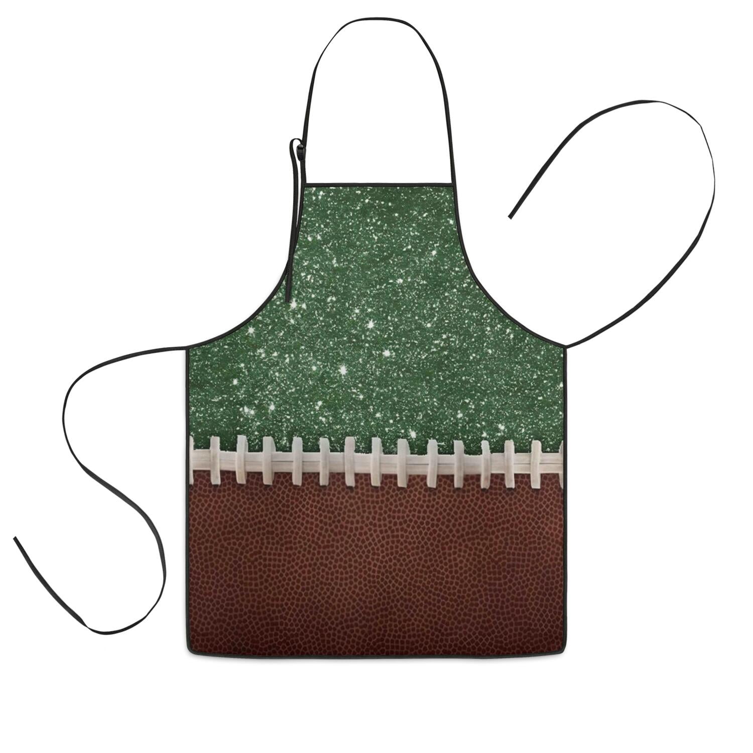 Green and Brown Football Stitch Pattern Kids Aprons for Girls and Boys ...
