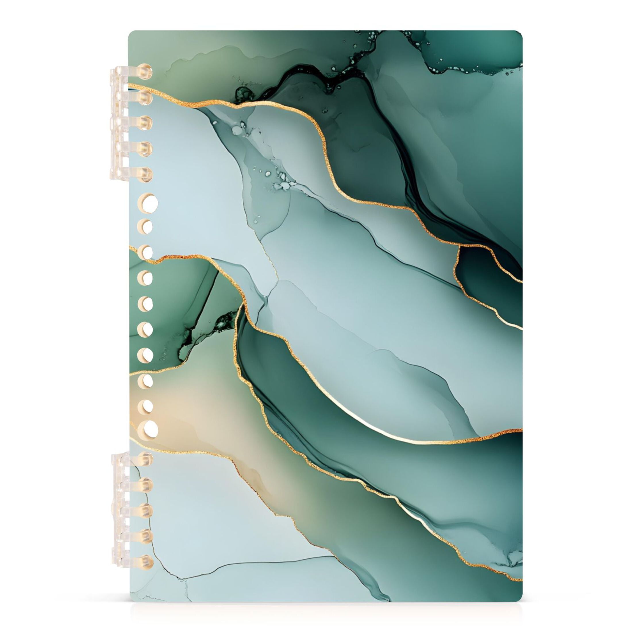 Green and Gold Abstract Lined Spiral Journal Notebook 60 Pages A5 ...