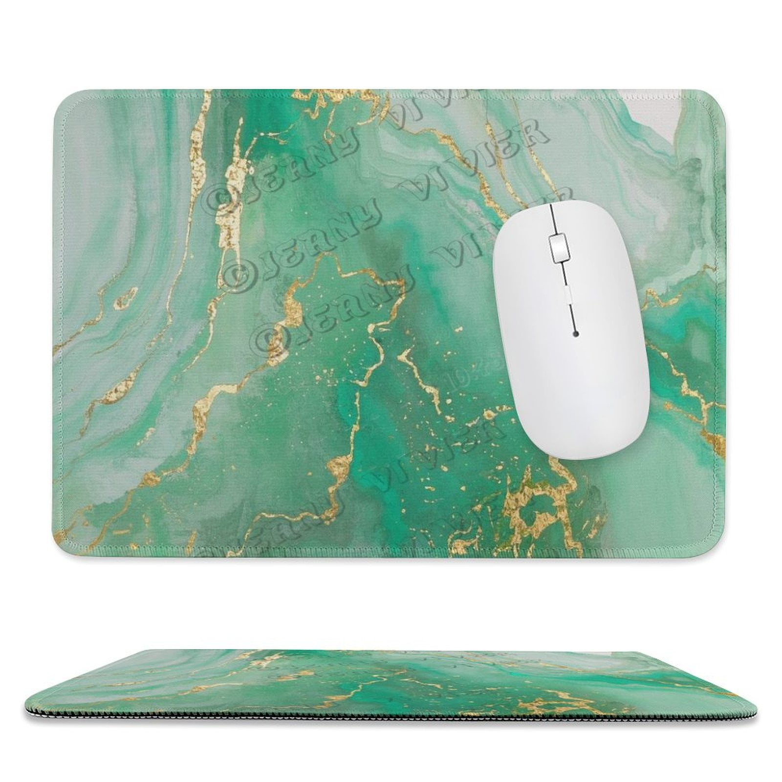 Green and Gold Marble Printed Mouse Mat, 8x10 Inches, Perfect for Gifts ...
