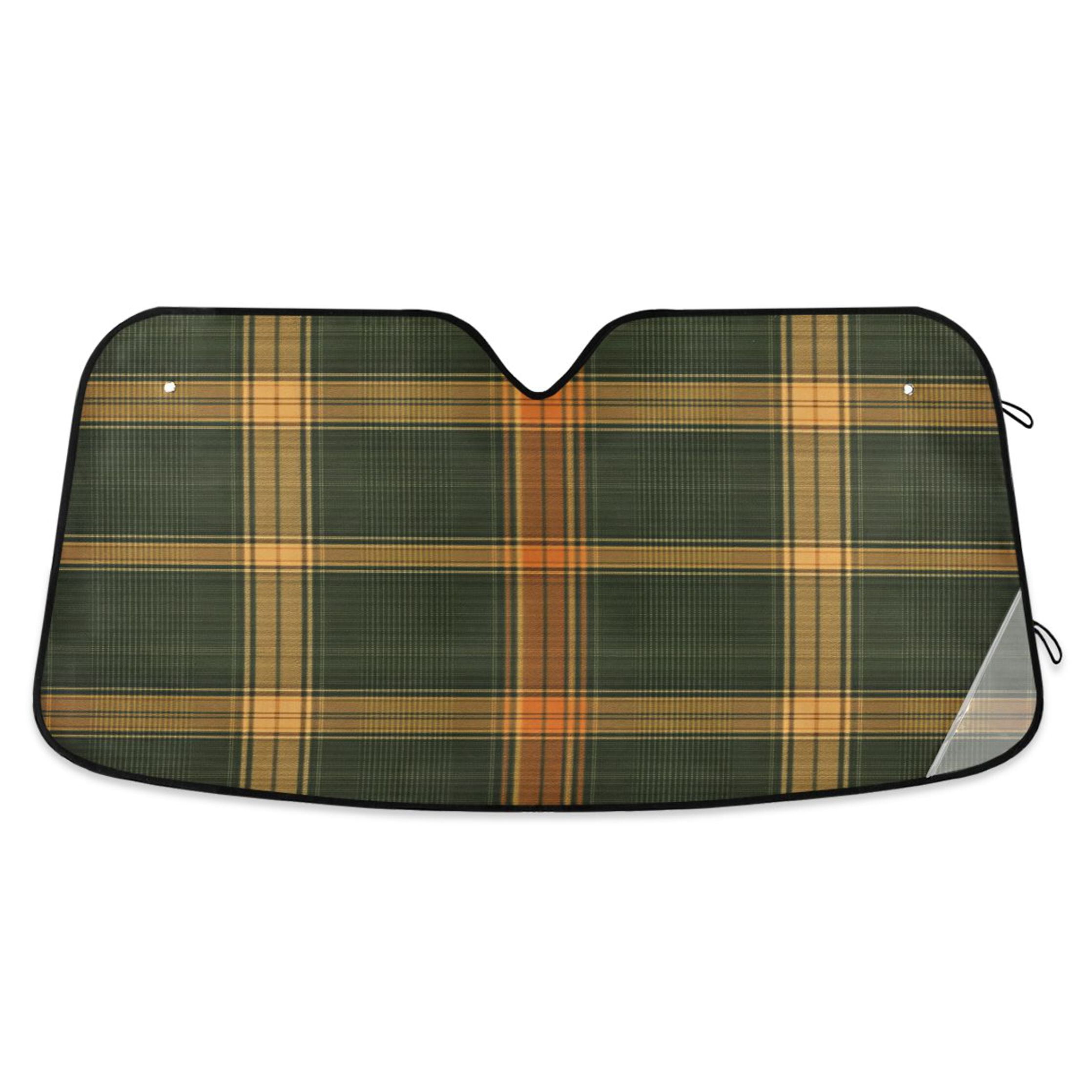 Green and Orange Plaids Windshield Sun Shade Automobile Visor Accordion ...