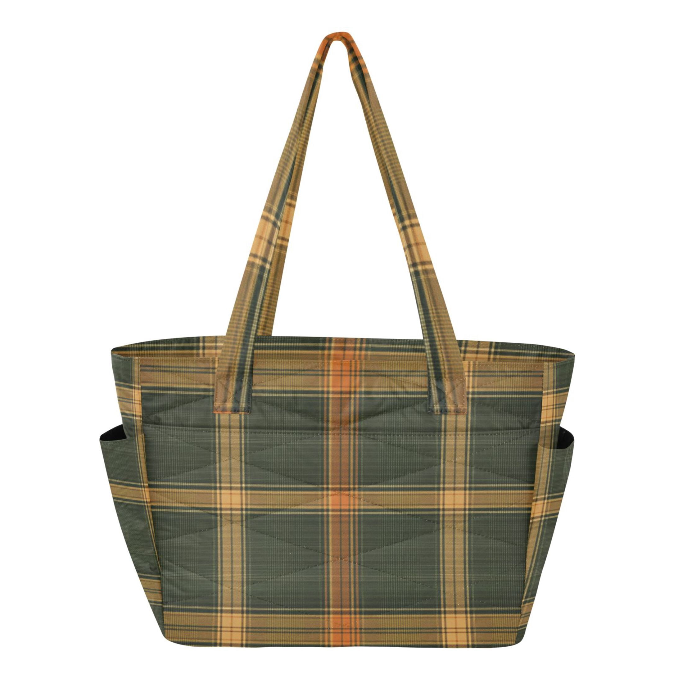 Green and Orange Plaids Women's Quilted Tote HandBag Beach Bag Shoulder ...