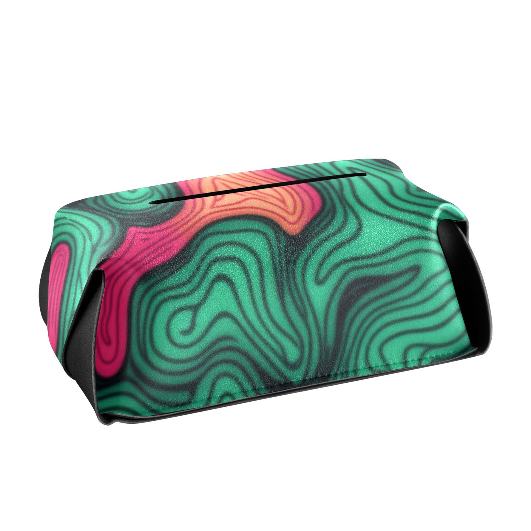Green and Pink Abstract Pattern Tissue Box Cover Leather Square ...