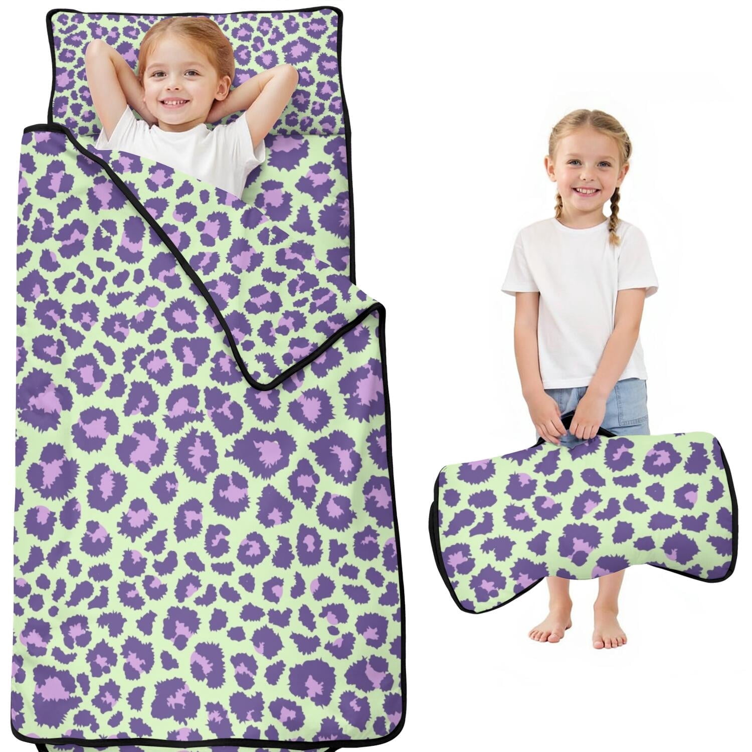 Green and Purple Of Leopard Print Toddler Nap Mats for Kids Preschool ...