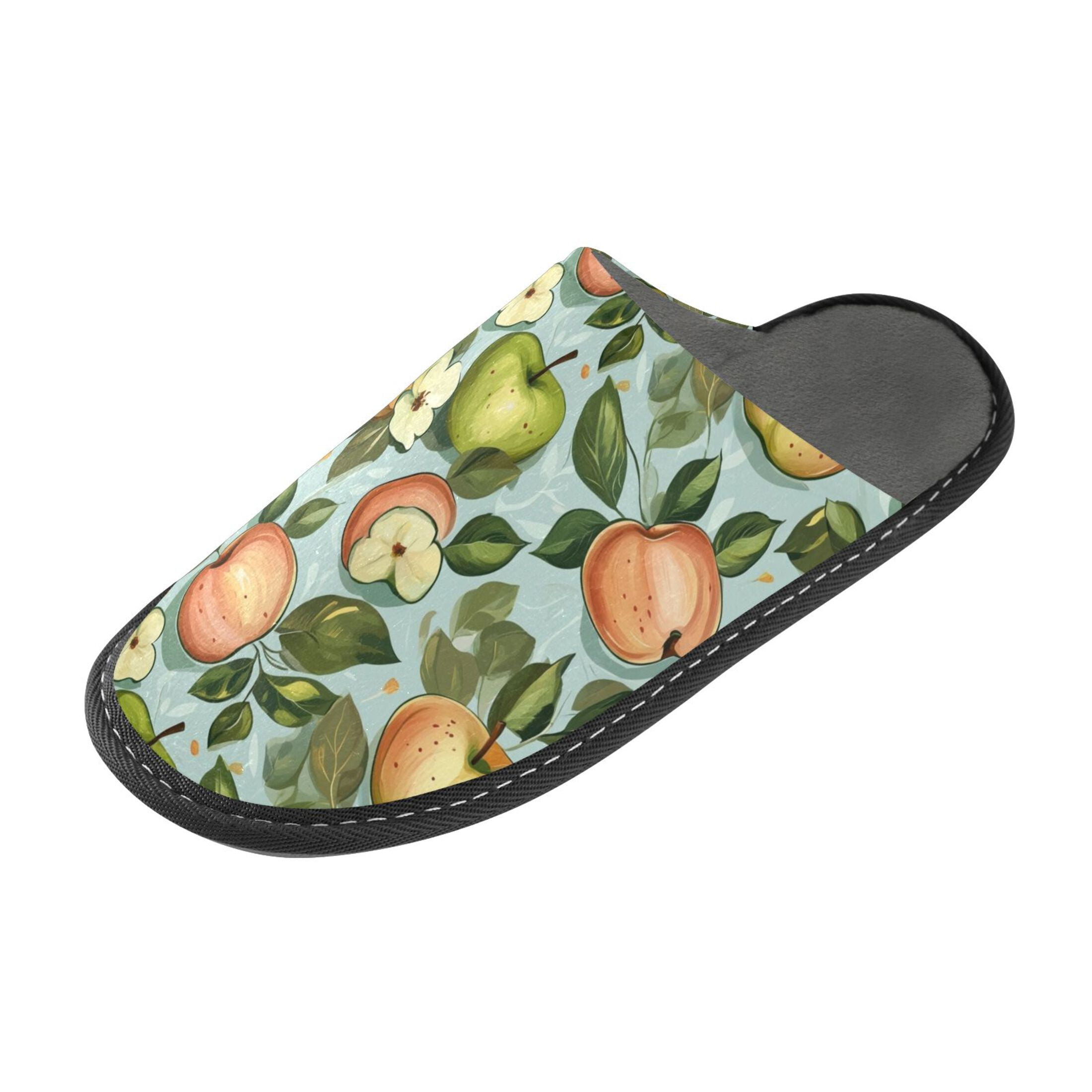 Green and Red Apple Slippers for Women Men House Shoes for Indoor ...