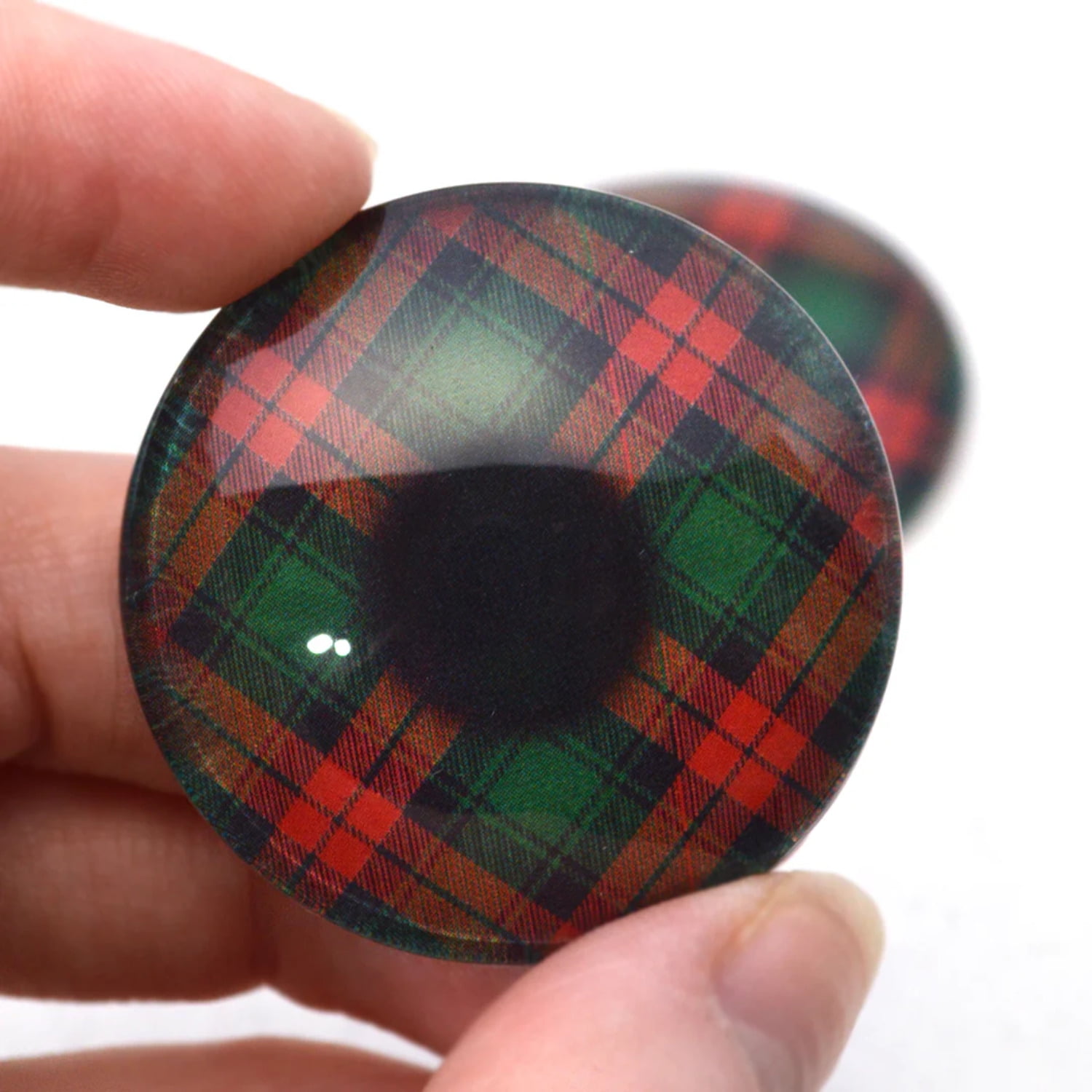 Green and Red Holiday Tartan Plaid Glass Eyes - Walmart.com