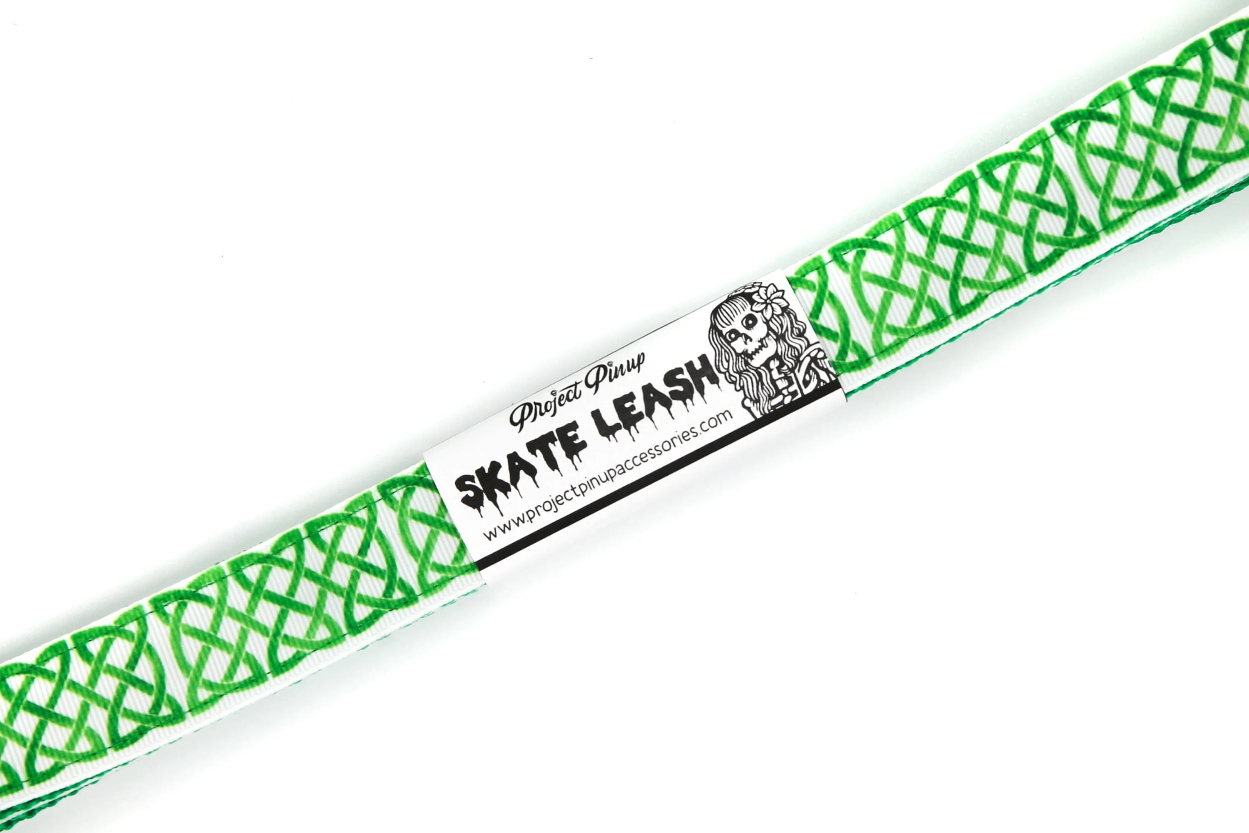 Green and White Celtic Knot Print Adjustable Roller Skate Leash ...