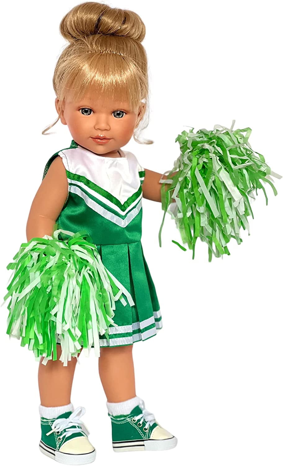 MBD Green and White Cheerleading Outfit with Pom Poms and Socks for 18 ...