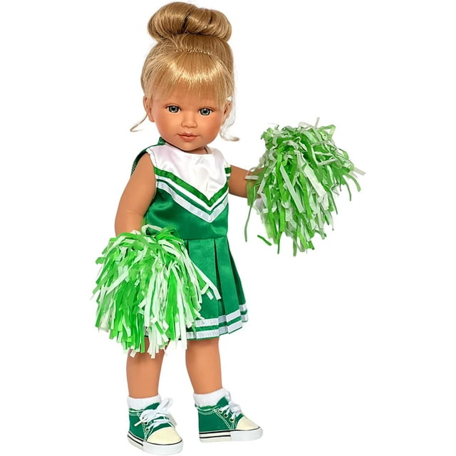 MBD Green and White Cheerleading Outfit with Pom Poms and Socks for 18 ...