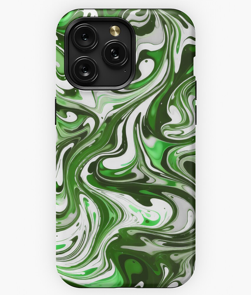 Green and White Paisley Paint Swirl G5068 Phone Case for iPhone17 16 15 ...