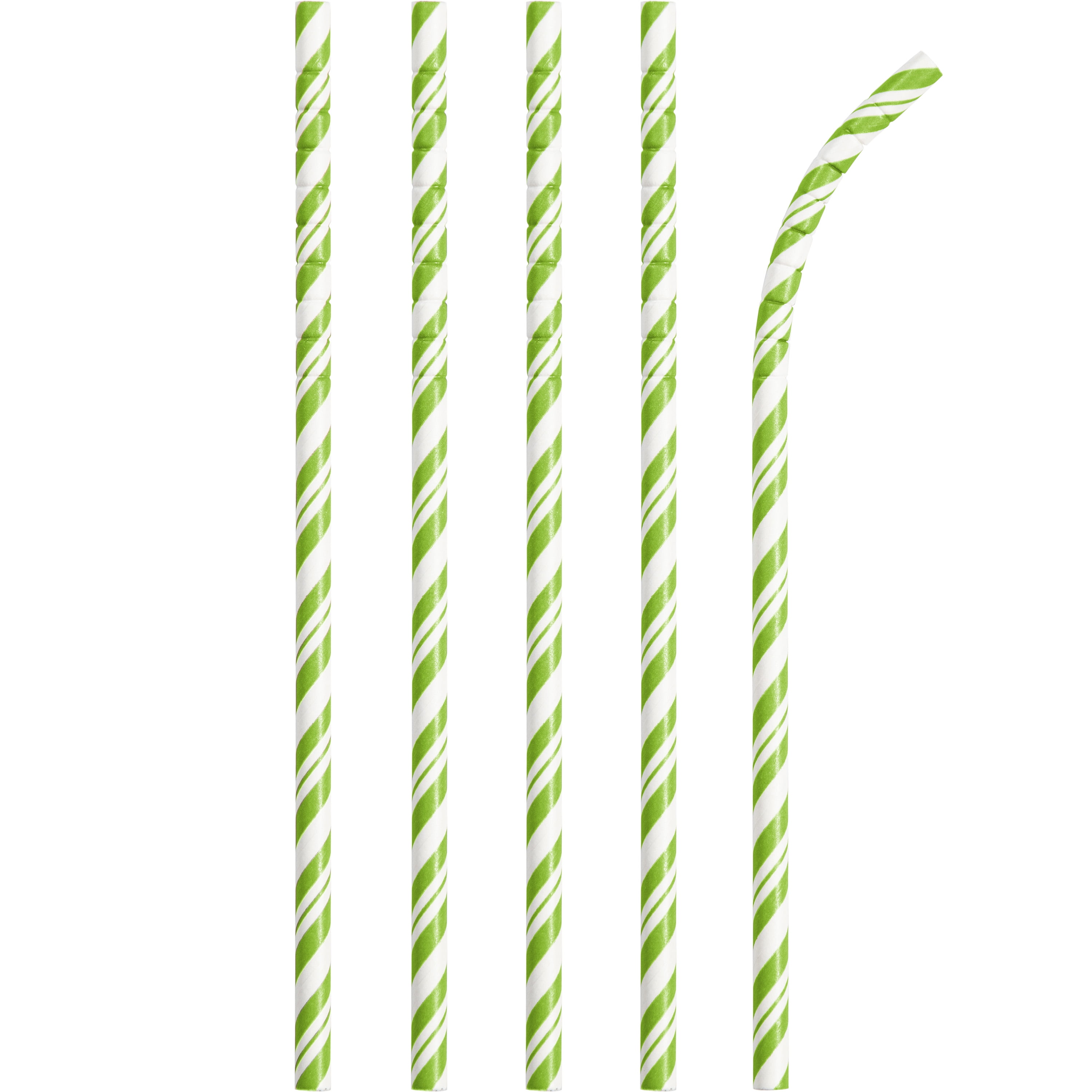 Green and White Striped Paper Straws - Walmart.com