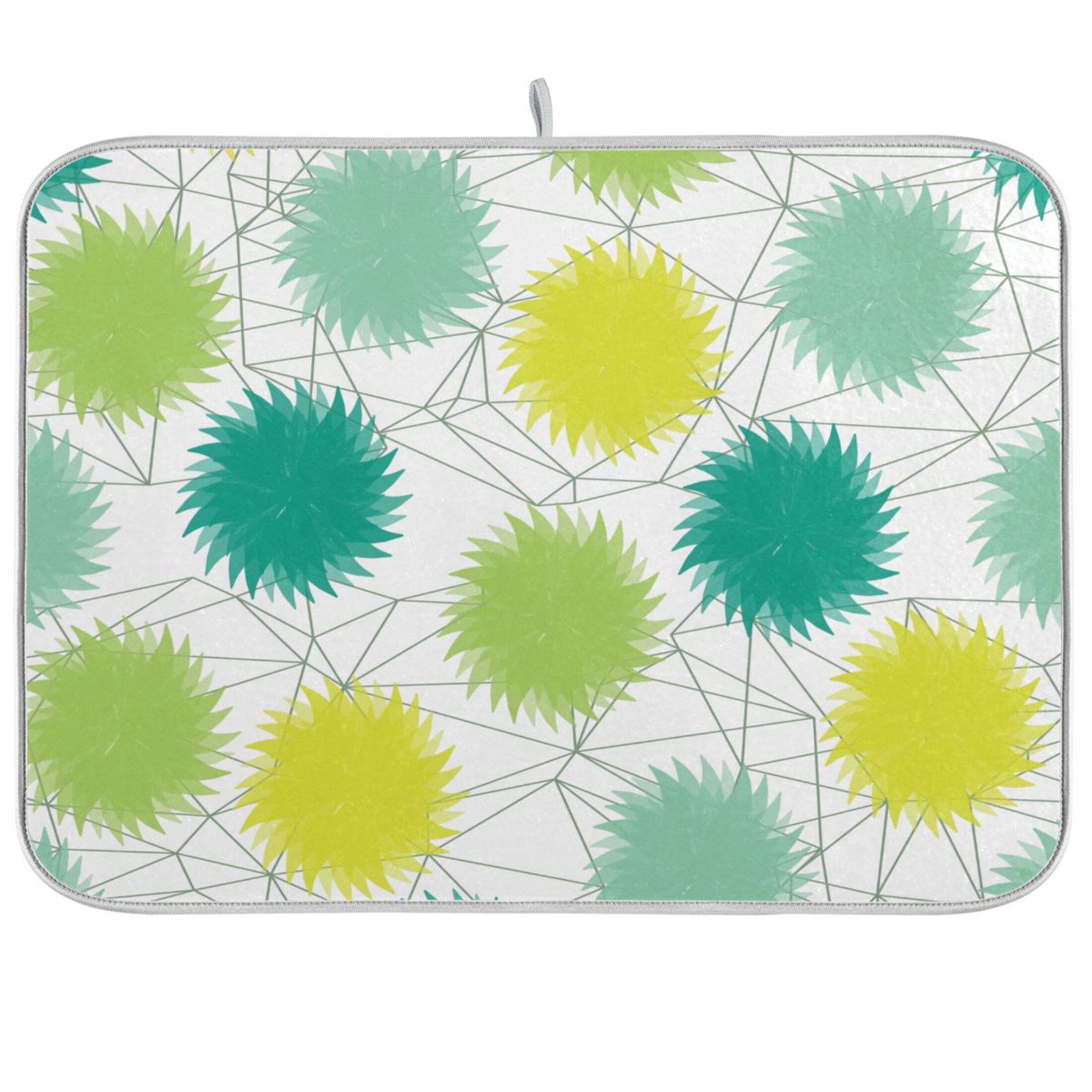 Green and Yellow Botanical Dish Drying Mat Microfiber Kitchen Mats ...