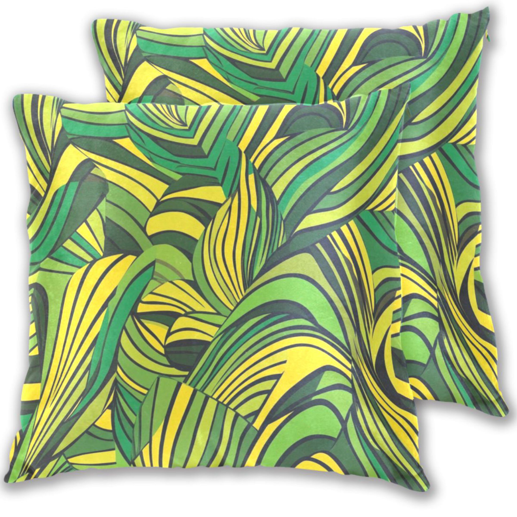 Green and Yellow Color Throw Pillow Covers 18x18 Inch 2 Packs ...